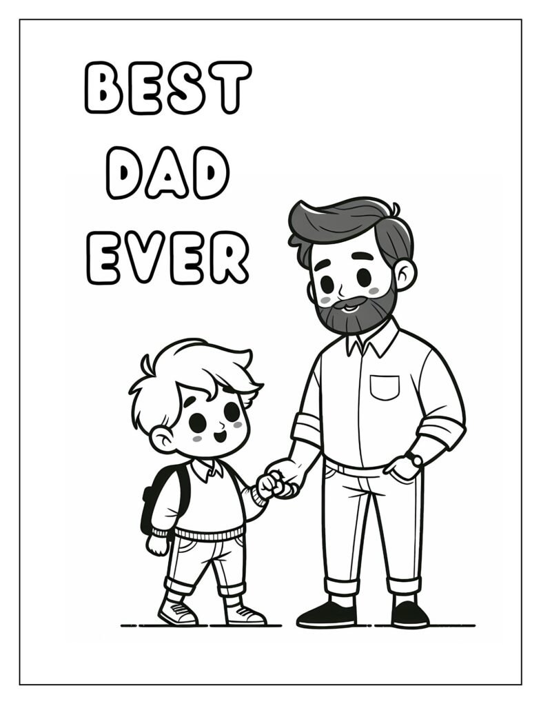 Best Dad Ever Coloring Page | Printable Father's Day Gift for Kids ...