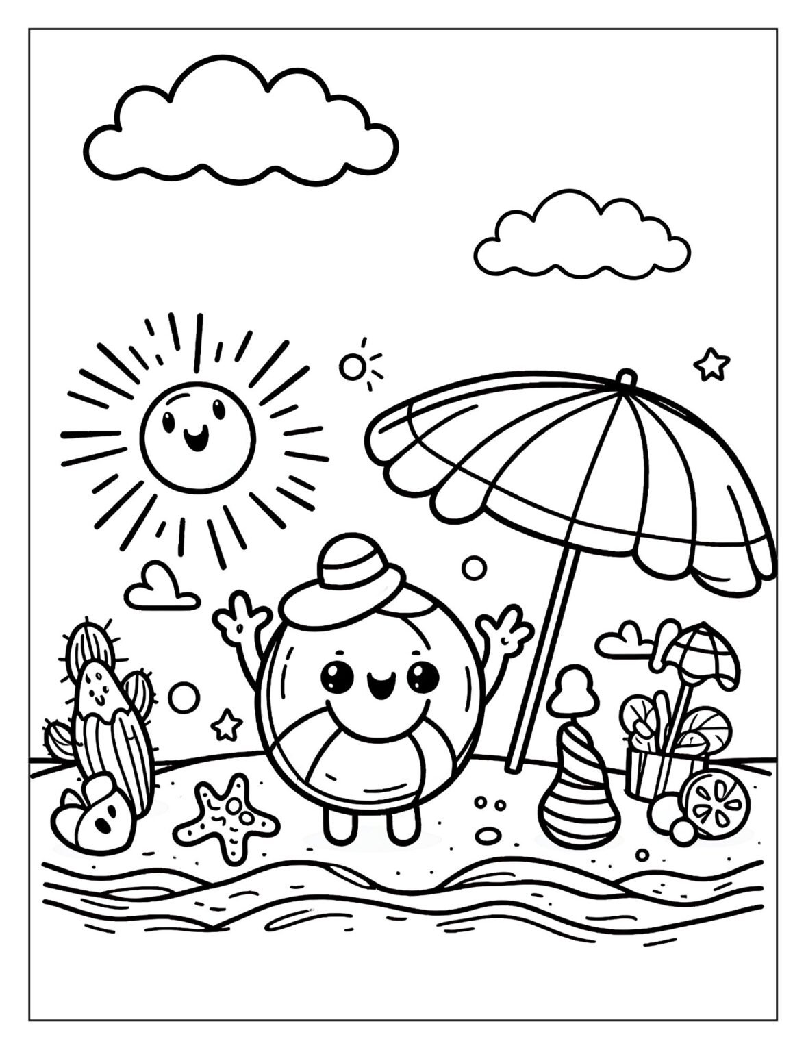 Chasing the Waves Coloring Page | Printable Summer Beach Activity for ...
