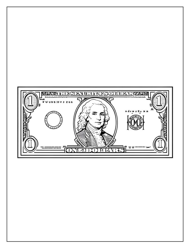 15 Free Dollar Bill Coloring Pages (PDF Printables) - Freentable