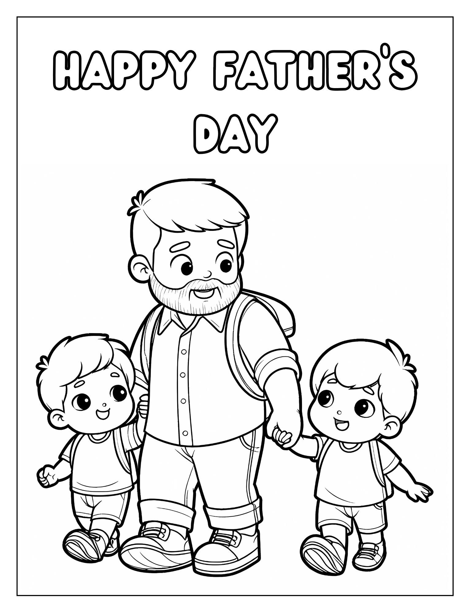 Happy Father's Day Coloring Page | Printable Kids Gift Activity ...