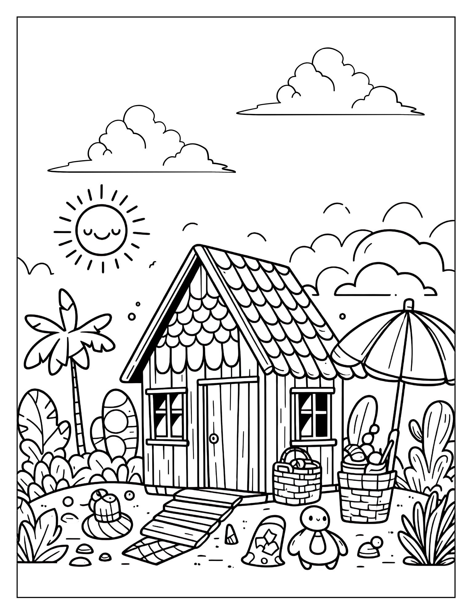 Relaxing by the Water Coloring Page | Printable Summer Activity for ...