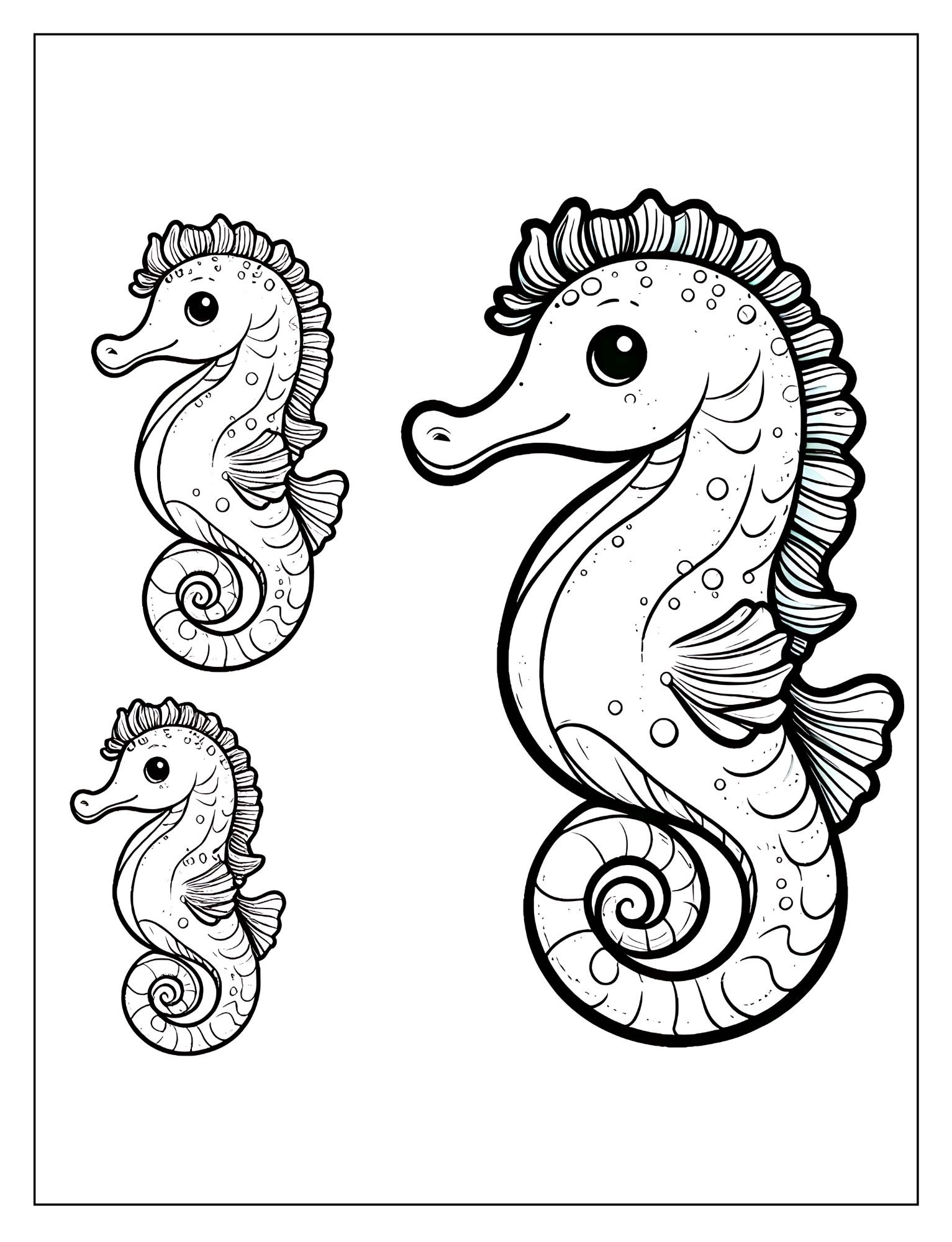 16 Sea Horse Coloring Pages – 16 Free Designs for Underwater Fun ...