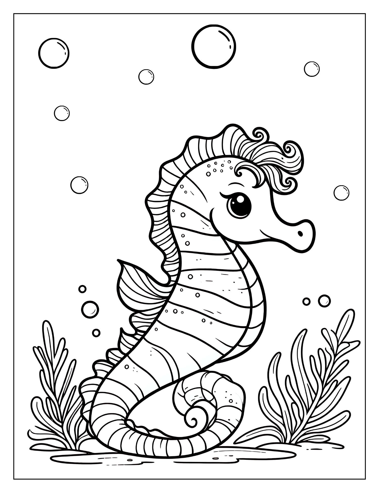 16 Sea Horse Coloring Pages – 16 Free Designs for Underwater Fun ...
