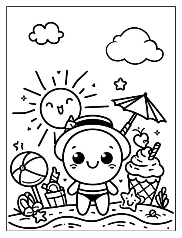 Sunset Over the Ocean Coloring Page | Printable Summer Activity for ...