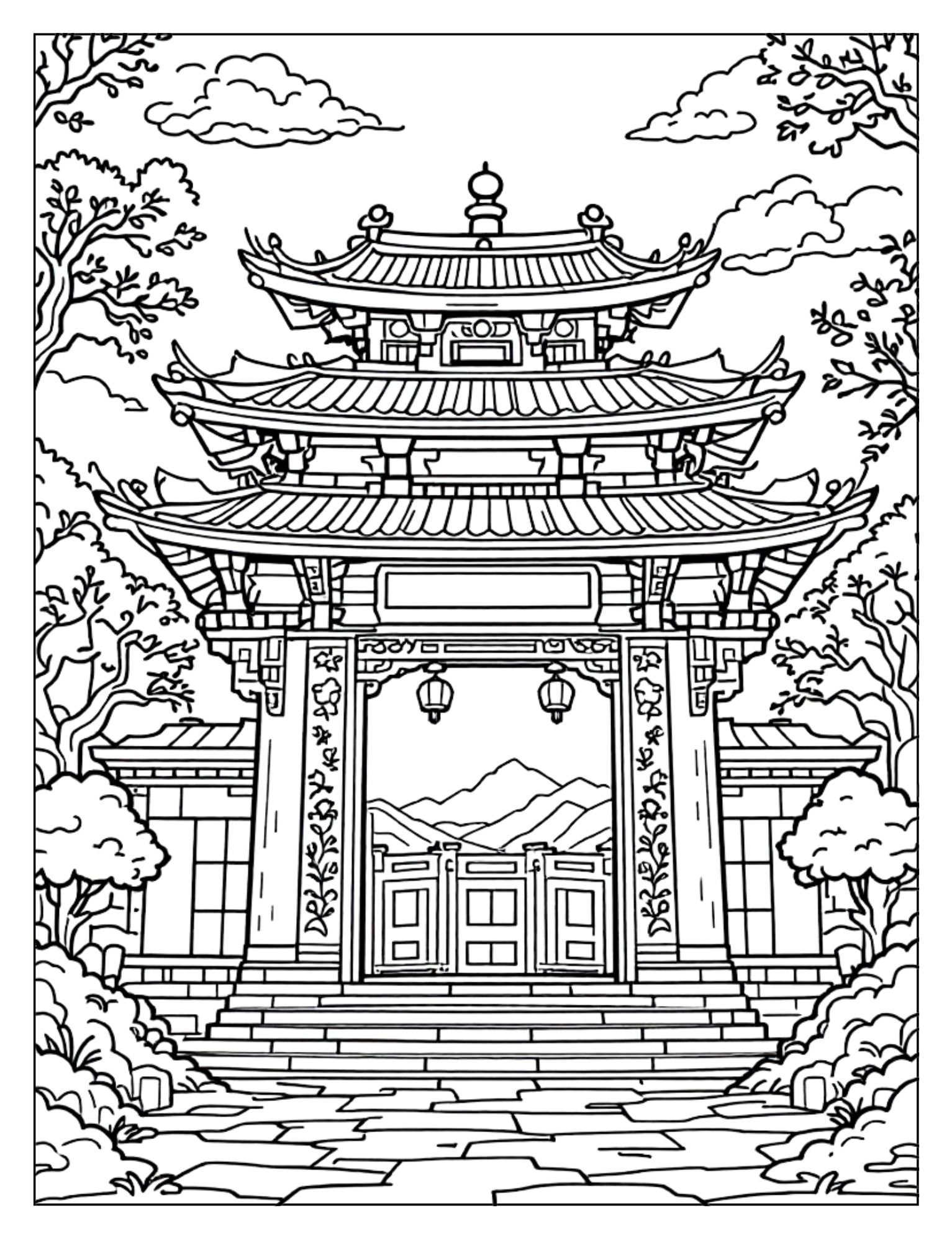 Temple Coloring Pages – 20 Sacred Designs to Inspire Peace and ...