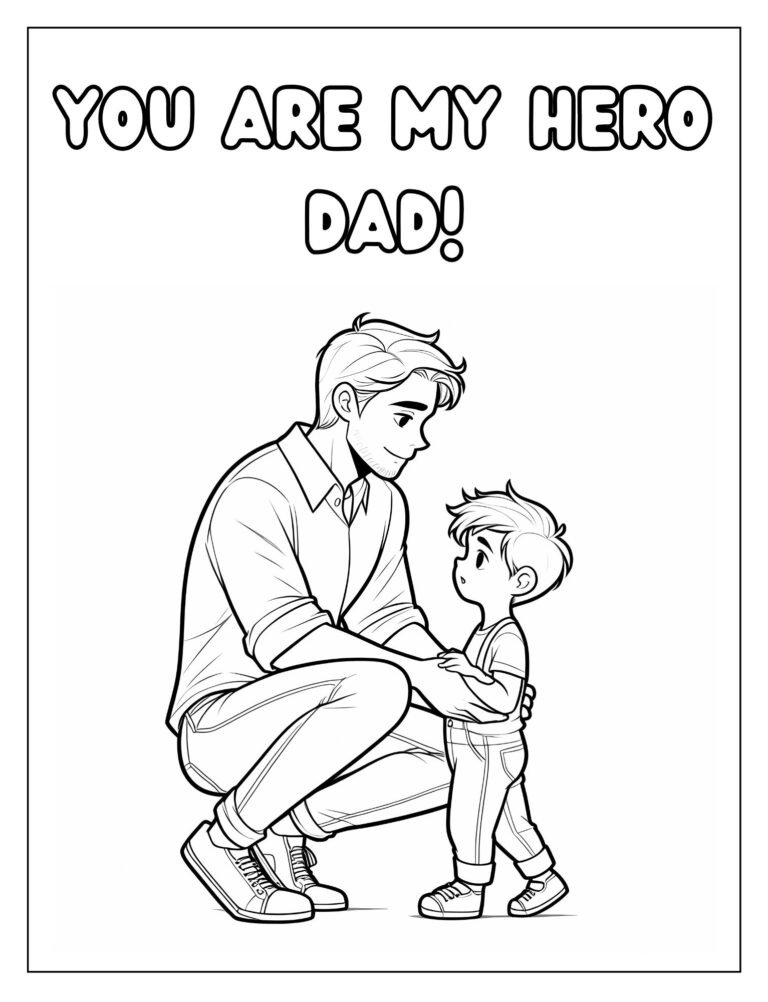 You Are My Hero Dad Coloring Page | Printable Father's Day Gift ...